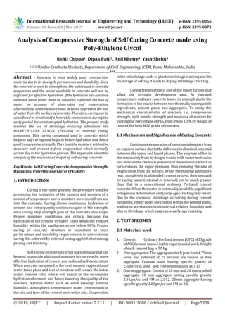 IRJET- Analysis of Compressive Strength of Self Curing Concrete Made using Poly-Ethylene Glycol ...