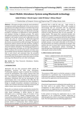 IRJET- Smart Mobile Attendance System using Bluetooth Technology | PDF