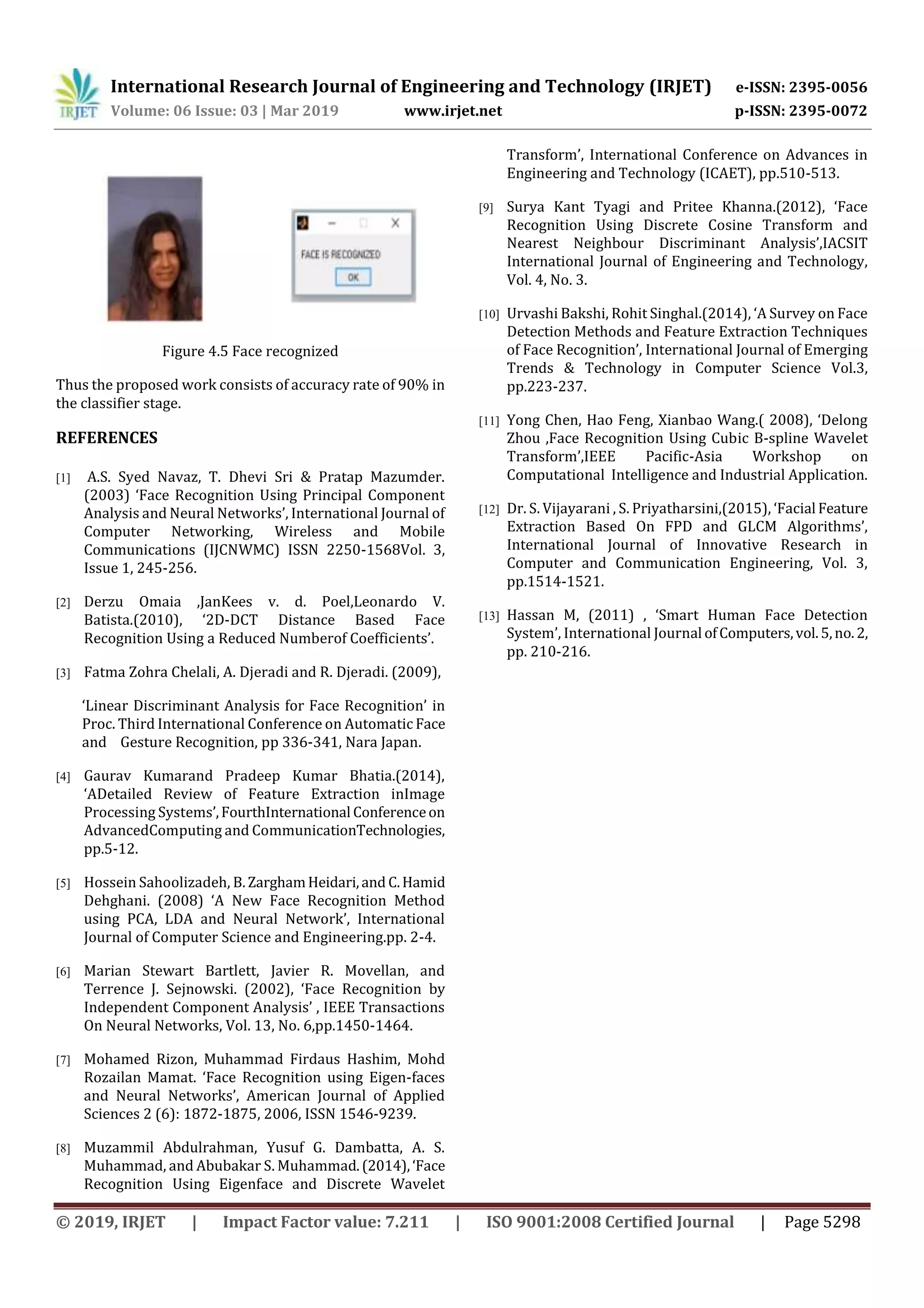 IRJET- Face Recognition by Additive Block based Feature Extraction | PDF