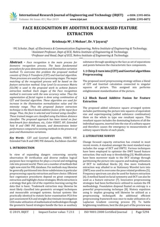 IRJET- Face Recognition by Additive Block based Feature Extraction | PDF