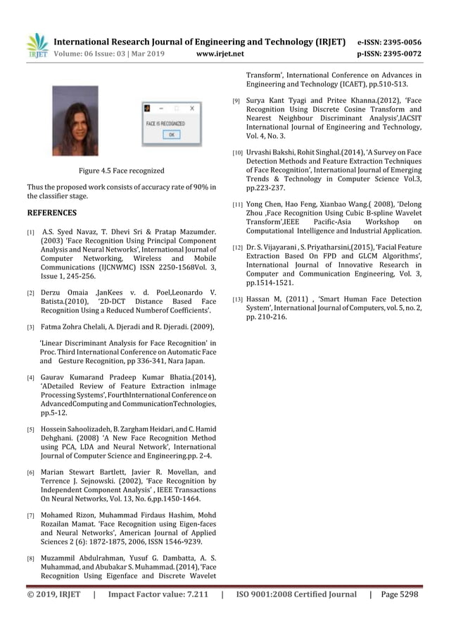 Irjet Face Recognition By Additive Block Based Feature Extraction Pdf