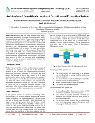 IRJET- Arduino based Four-Wheeler Accident Detection and Prevention System | PDF