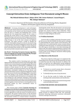 IRJET- Concept Extraction from Ambiguous Text Document using K-Means | PDF