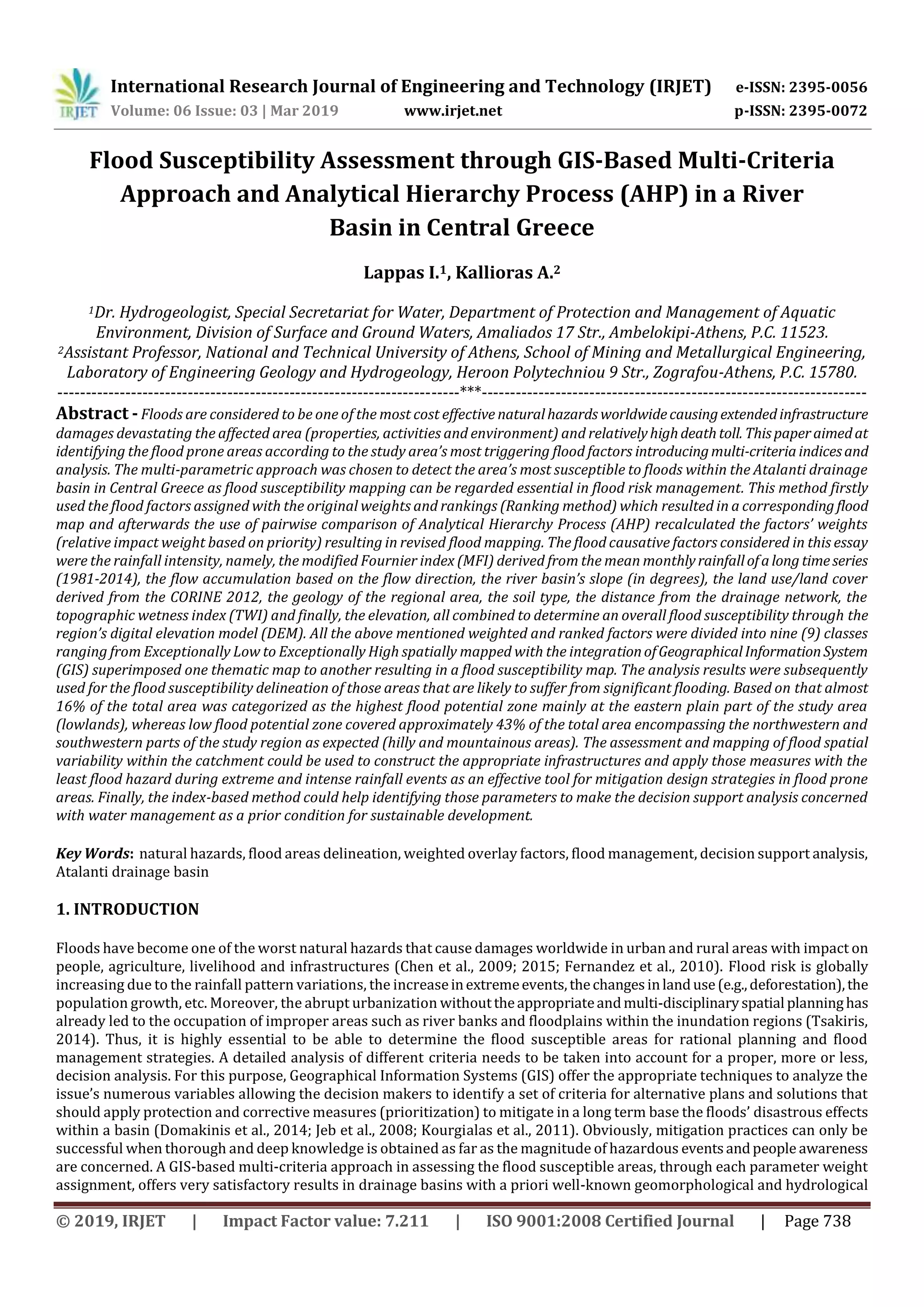 IRJET- Flood Susceptibility Assessment through GIS-Based Multi-Criteria Approach and Analytical ...