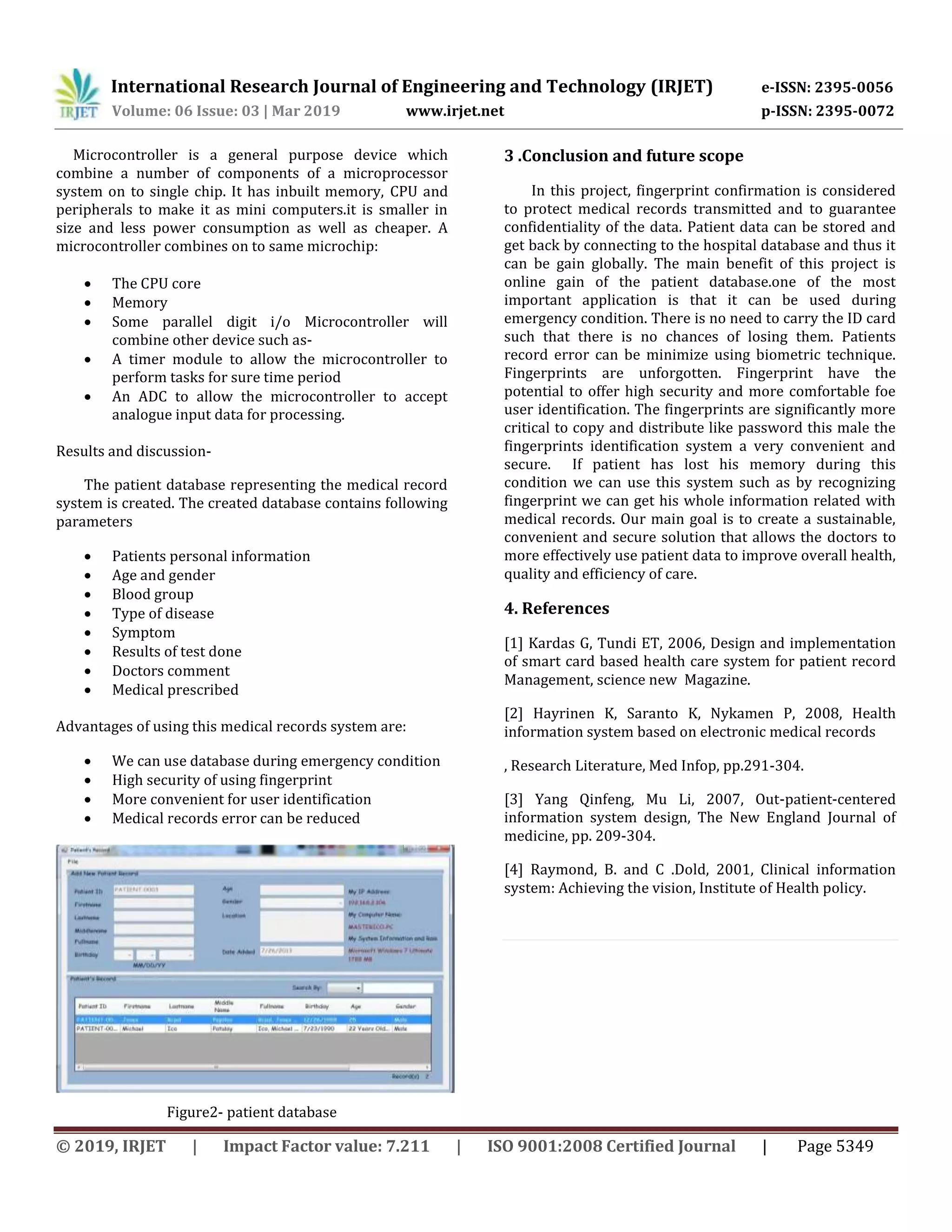 IRJET- Biometric based Medical Record System | PDF