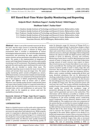 IRJET- IoT based Real-Time Water Quality Monitoring and Reporting | PDF