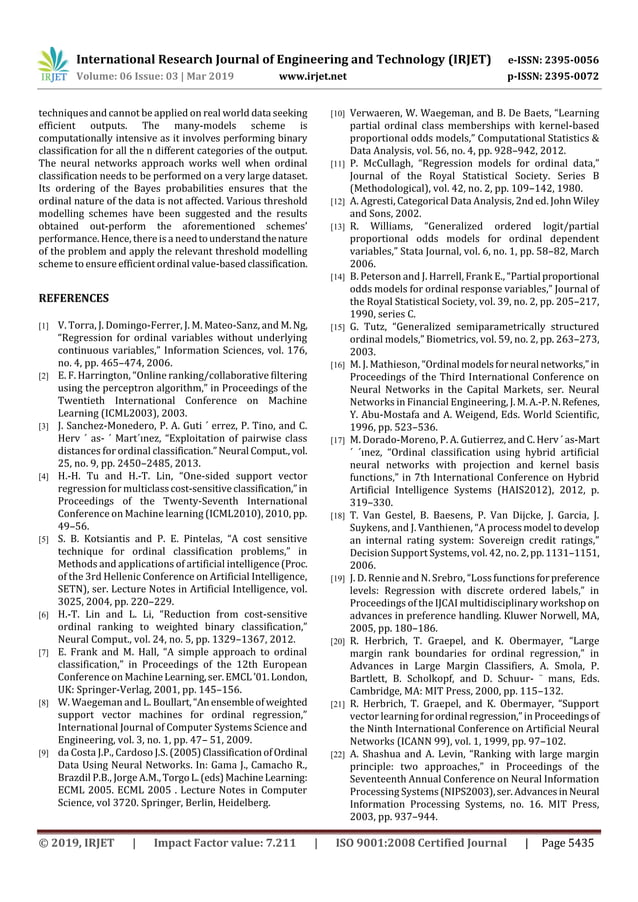 IRJET- Ordinal based Classification Techniques: A Survey | PDF