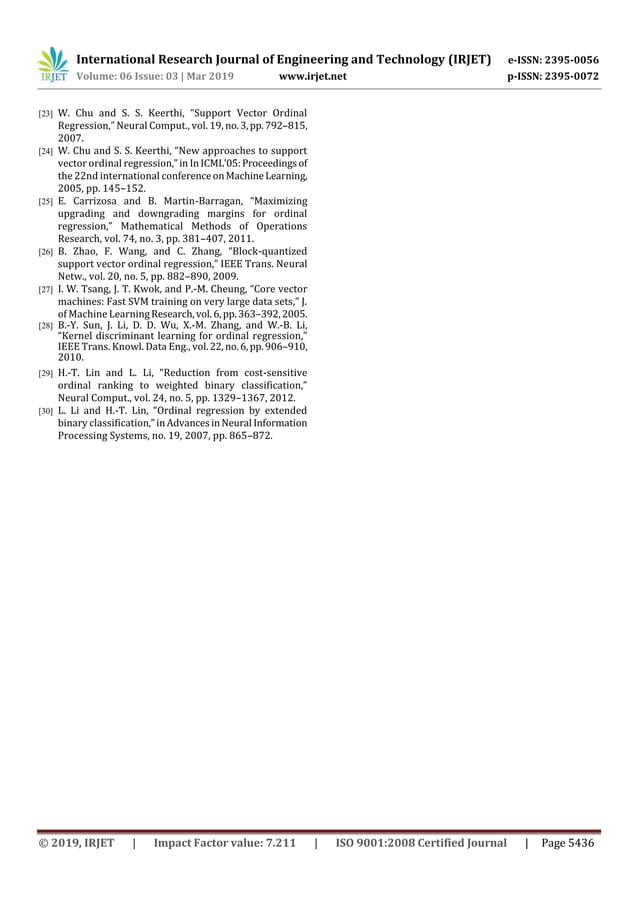 IRJET- Ordinal based Classification Techniques: A Survey | PDF