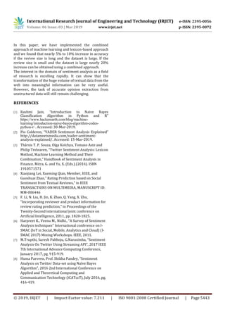 IRJET- Rating Prediction based on Textual Review: Machine Learning Approach, Lexicon Approach ...