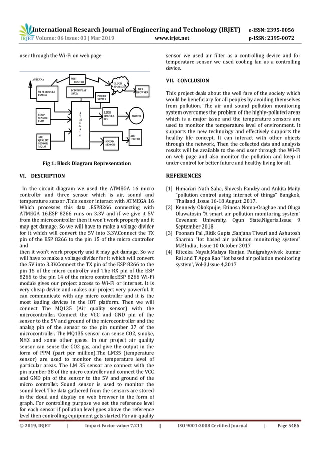 IRJET- Pollution Monitoring and Controlling System using Internet of Things (IoT) | PDF