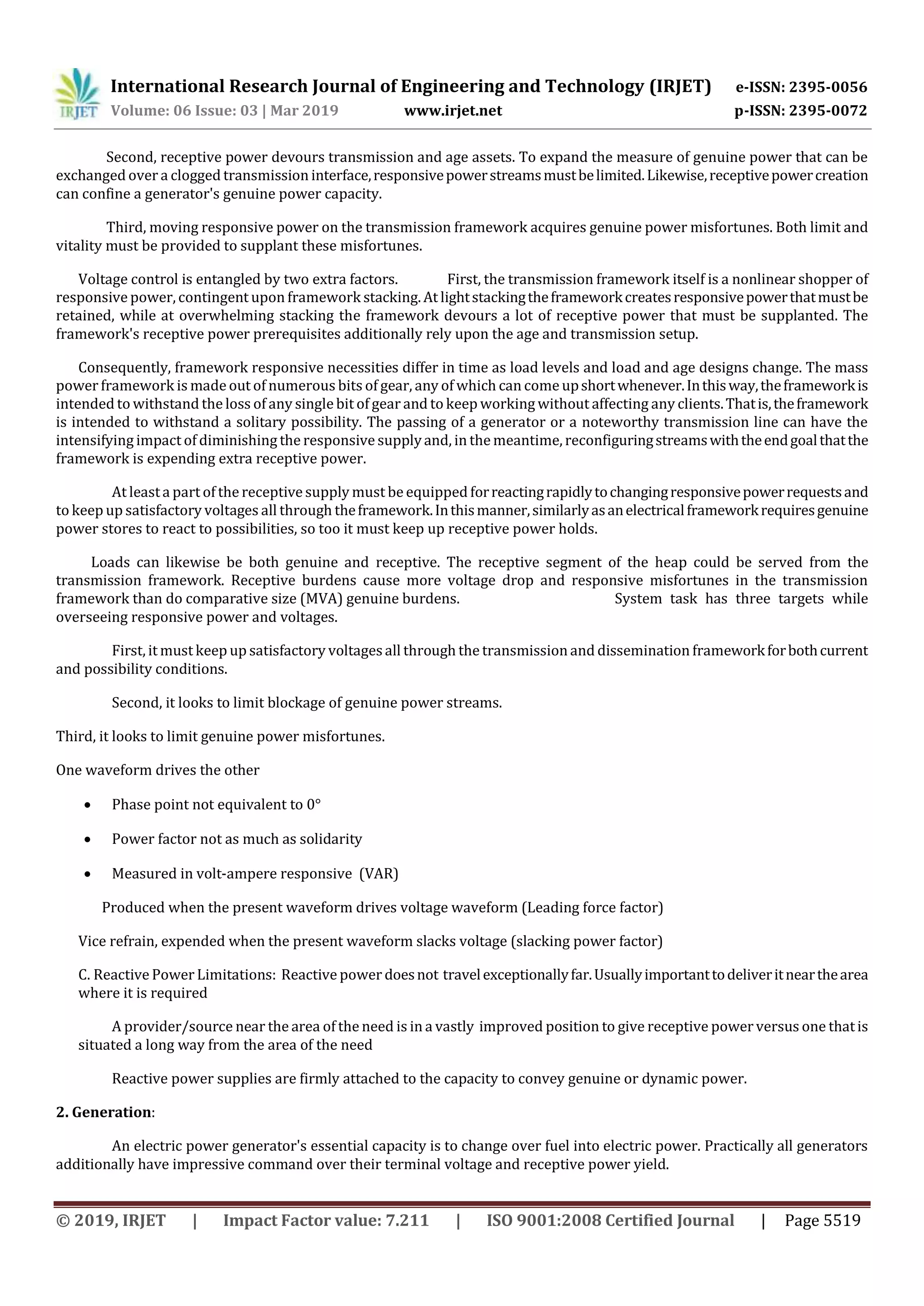 IRJET- Reactive Power Control of Transmission Line | PDF
