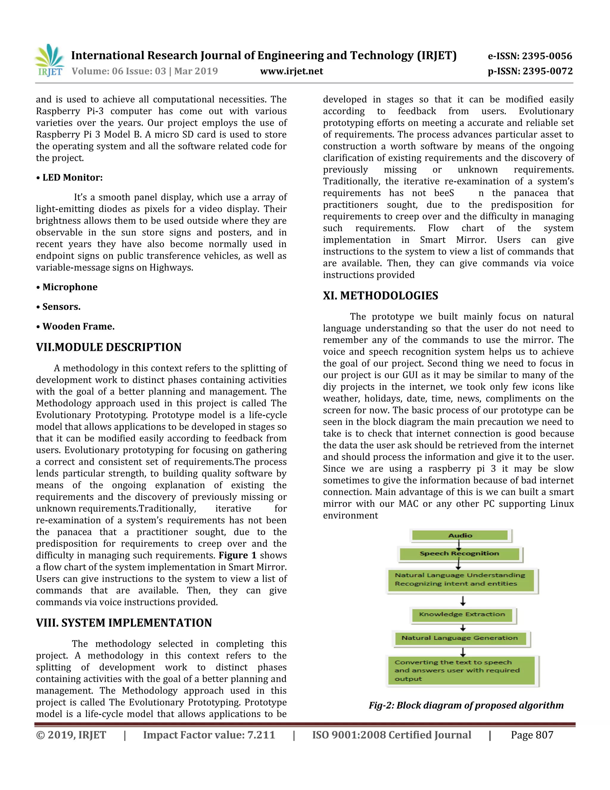 IRJET- Implementation of Interactive Mirror for Aware Home using Raspberry pi-3 | PDF
