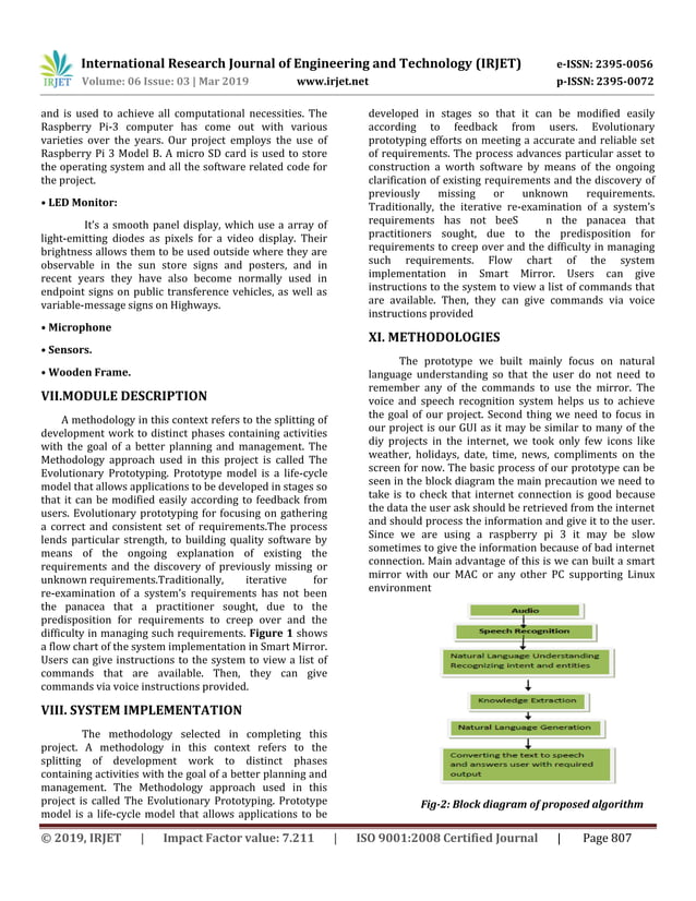 IRJET- Implementation of Interactive Mirror for Aware Home using Raspberry pi-3 | PDF