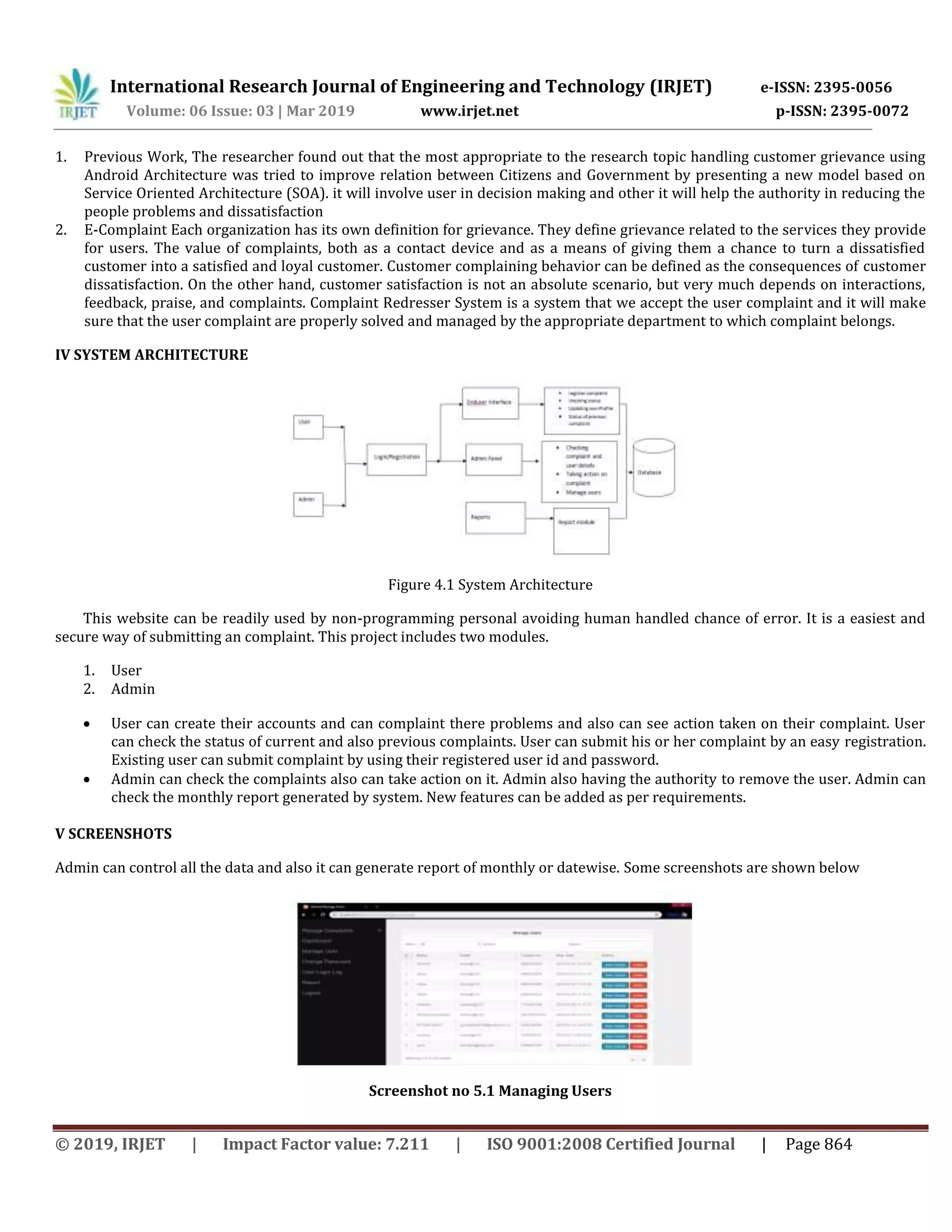 IRJET- An Online Grievance Redressal System | PDF