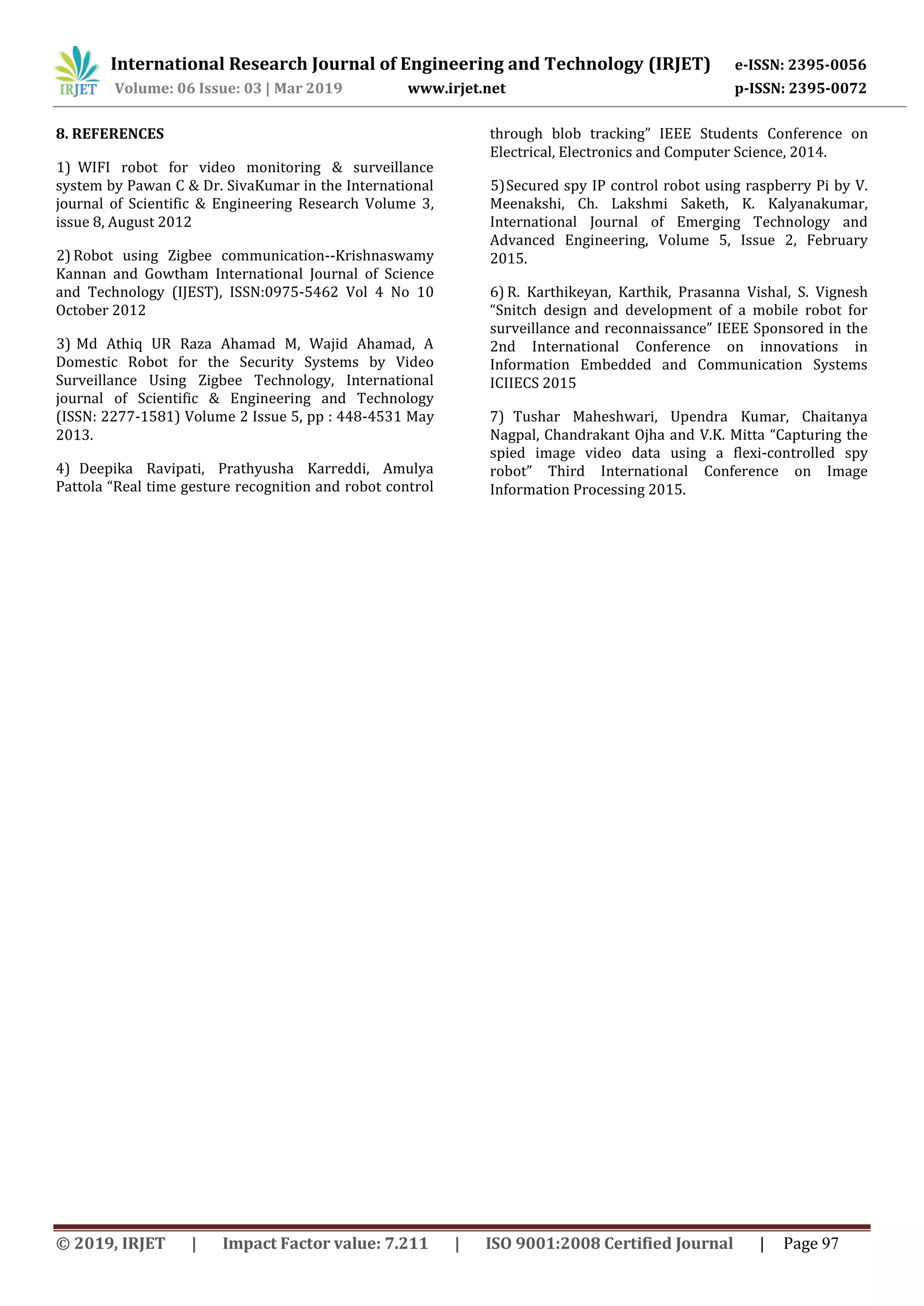 IRJET- Portable Surveillance Robot using IoT | PDF