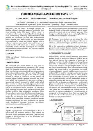 IRJET- Portable Surveillance Robot using IoT | PDF