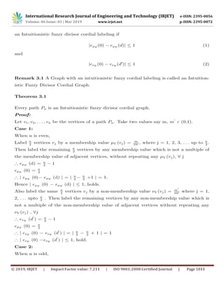 IRJET- Intuitionistic Fuzzy Divisor Cordial Graph | PDF