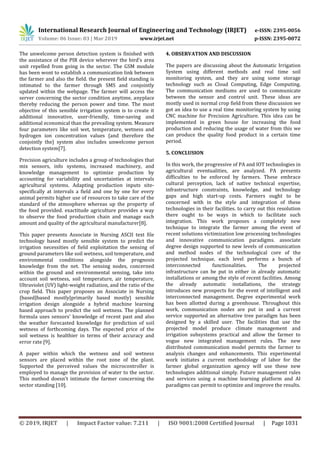 IRJET- IoT based Smart Irrigation System for Precision Agriculture | PDF