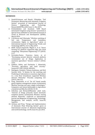 IRJET- IoT based Smart Irrigation System for Precision Agriculture | PDF