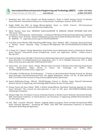 IRJET- A Survey on Hierarchical-Based Routing Protocols for Wireless Sensor Networks | PDF
