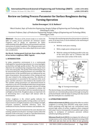 IRJET- Review on Cutting Process Parameter for Surface Roughness During Turning Operation | PDF ...