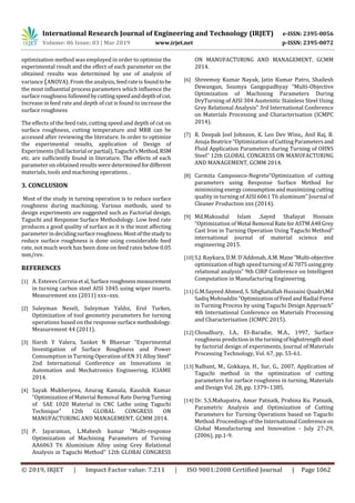 IRJET- Review on Cutting Process Parameter for Surface Roughness During Turning Operation | PDF ...