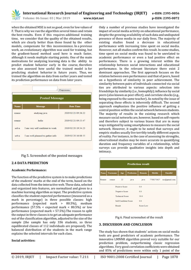 IRJET- Predicting Academic Performance based on Social Activities | PDF