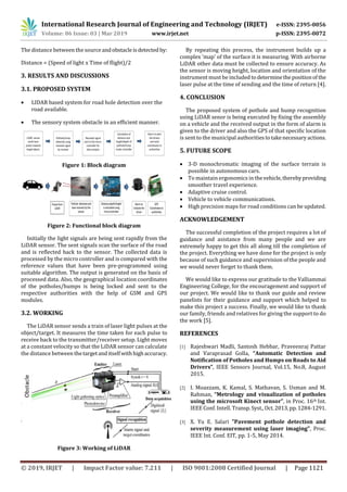 IRJET- Pothole and Hump Recognition using Lidar Sensor | PDF