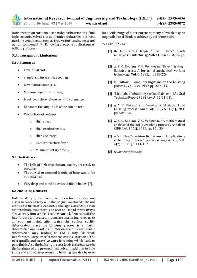 IRJET- Ballizing – The Latest Technology in Hole Finishing | PDF