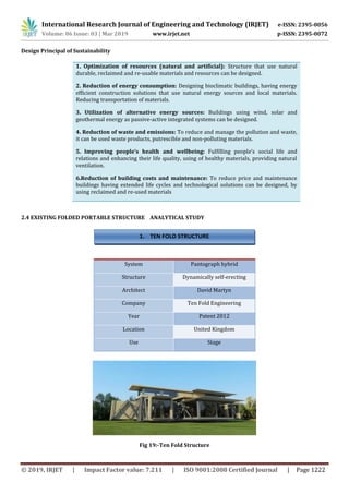 IRJET- Review on Study of Folded Portable Structure | PDF