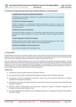 IRJET- Review on Study of Folded Portable Structure | PDF