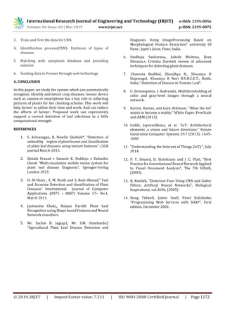 IRJET- IoT based Preventive Crop Disease Model using IP and CNN | PDF