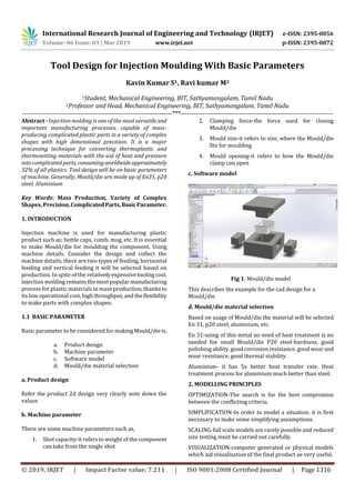 IRJET- Tool Design for Injection Moulding with Basic Parameters | PDF