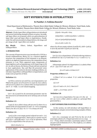 IRJET- Soft Hyperfilters in Hyperlattices | PDF | Physics | Science