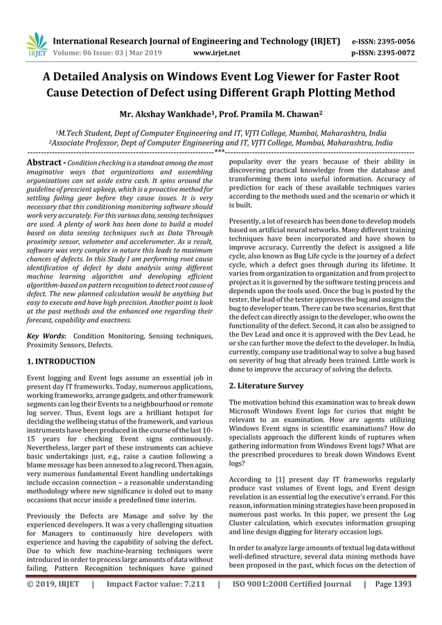 IRJET- A Detailed Analysis on Windows Event Log Viewer for Faster Root ...