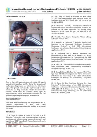 IRJET- Traffic Sign and Drowsiness Detection using Open-CV | PDF