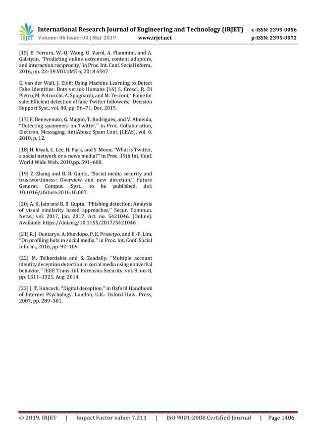 IRJET- Identify the Human or Bots Twitter Data using Machine Learning Algorithms | PDF