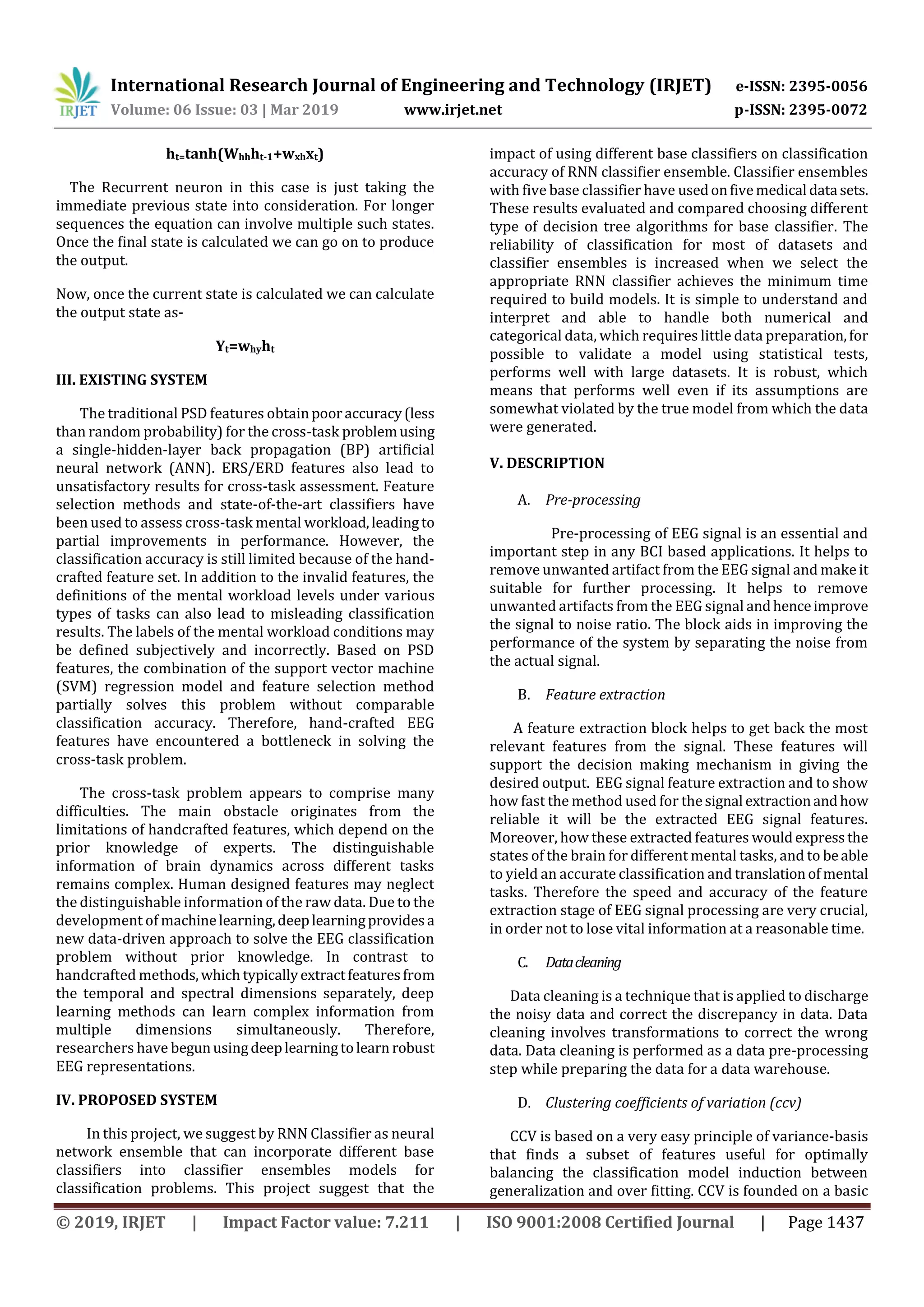 IRJET- Mental Workload Assessment using Rnn | PDF