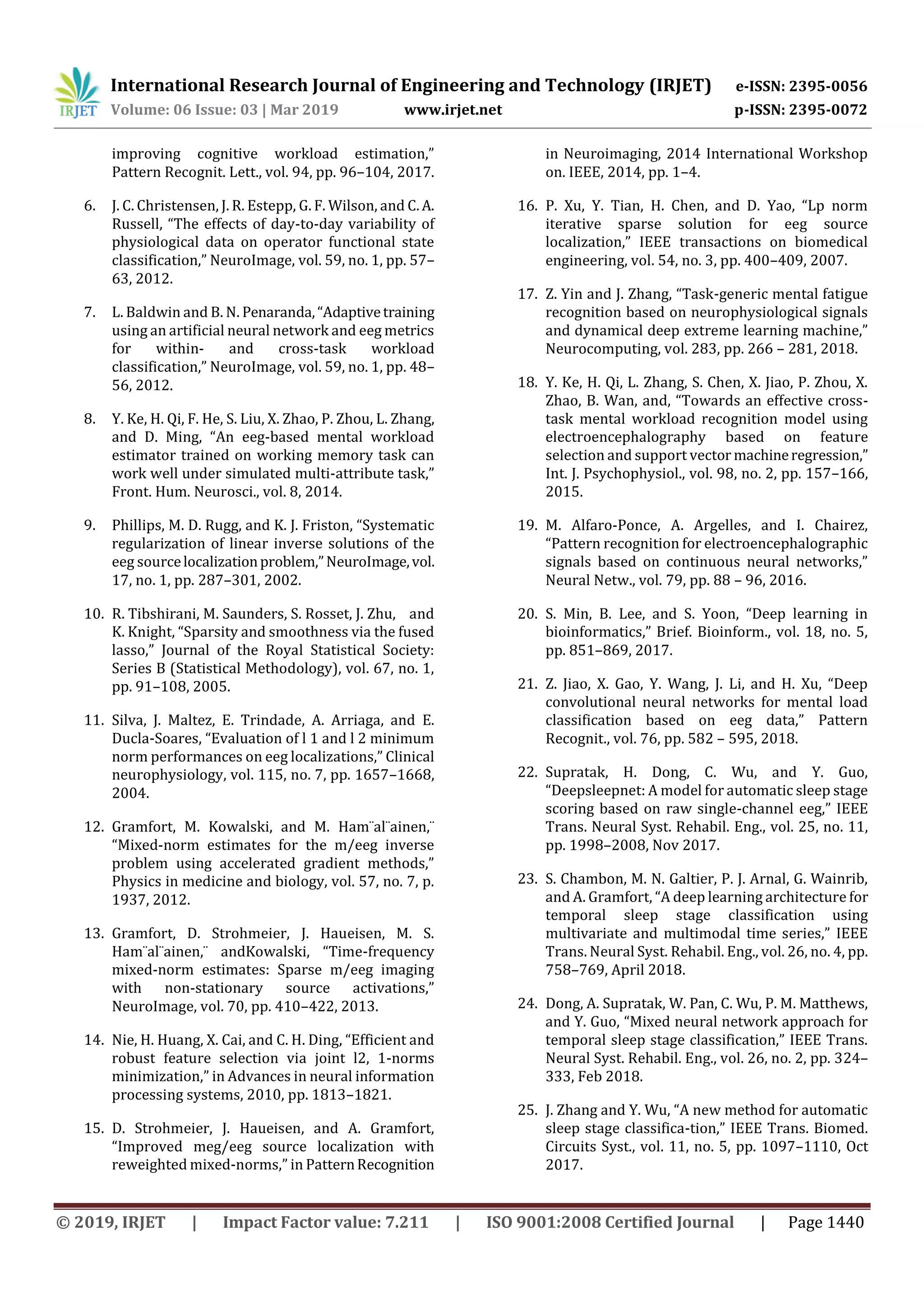 IRJET- Mental Workload Assessment using Rnn | PDF