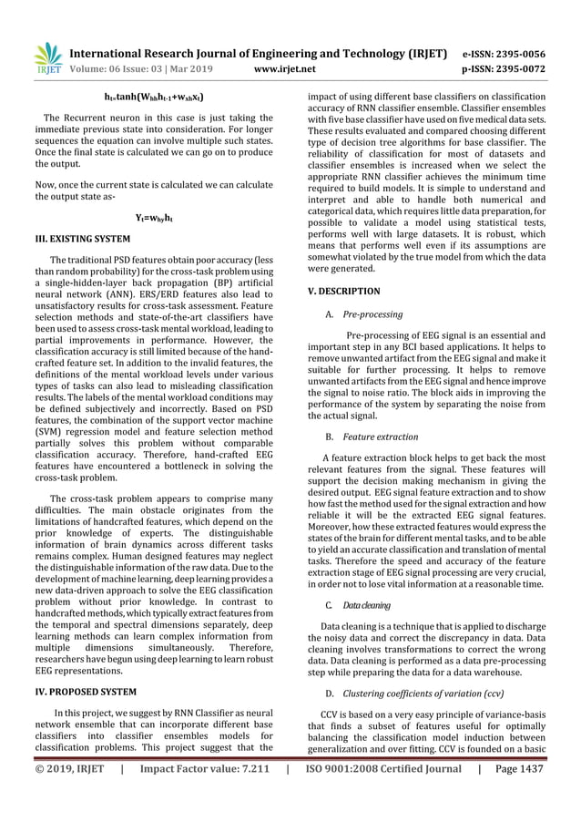 IRJET- Mental Workload Assessment using Rnn | PDF