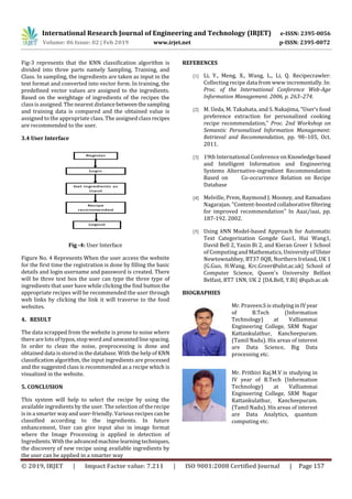 IRJET- Discovery of Recipes based on Ingredients using Machine Learning ...