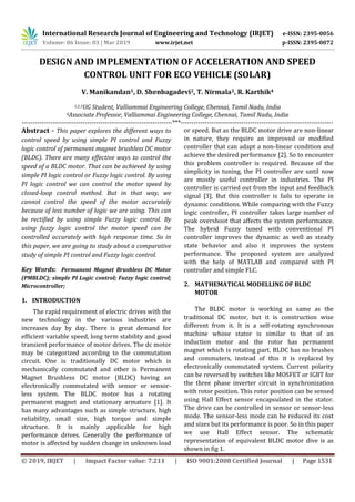 IRJET- Design and Implementation of Acceleration and Speed Control Unit ...