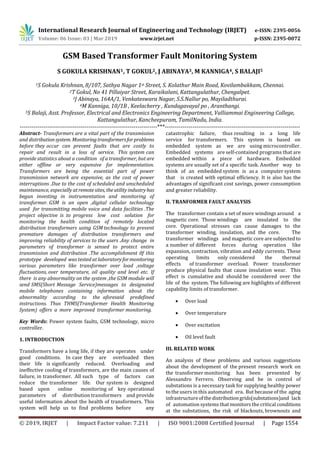 IRJET- GSM Based Transformer Fault Monitoring System | PDF