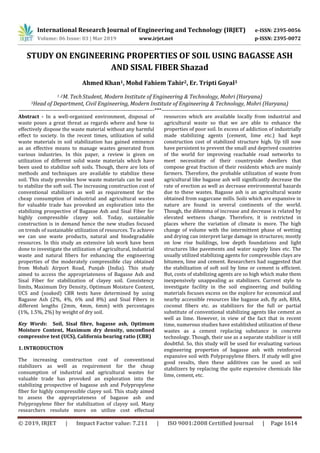 IRJET- Study on Engineering Properties of Soil using Bagasse Ash and Sisal Fiber | PDF