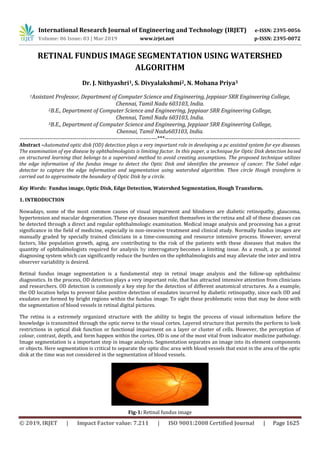 IRJET- Retinal Fundus Image Segmentation using Watershed Algorithm | PDF