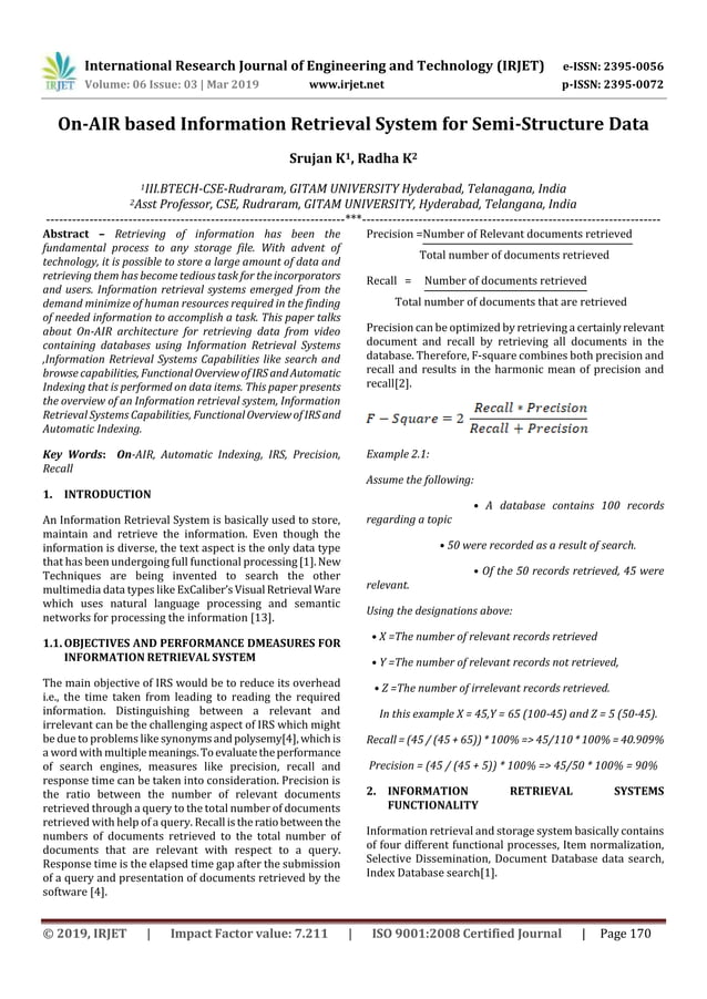IRJET- On-AIR Based Information Retrieval System for Semi-Structure Data | PDF
