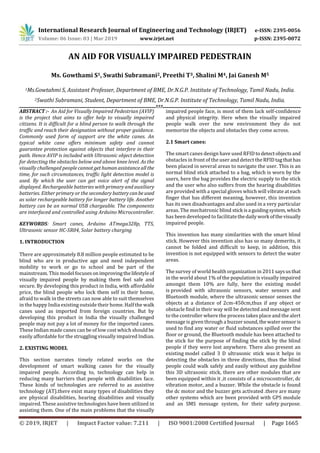 IRJET- An Aid for Visually Impaired Pedestrain | PDF