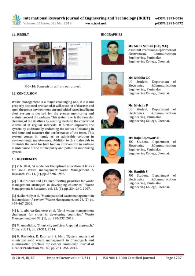 IRJET- Garbage Monitoring System using Internet of Things (IoT) and GSM ...