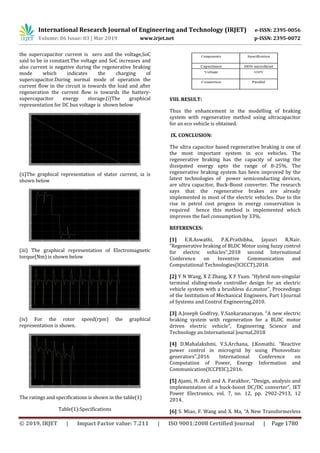 IRJET- Enhancement in the Modelling of Braking System with Regenerative Method using Ultra ...