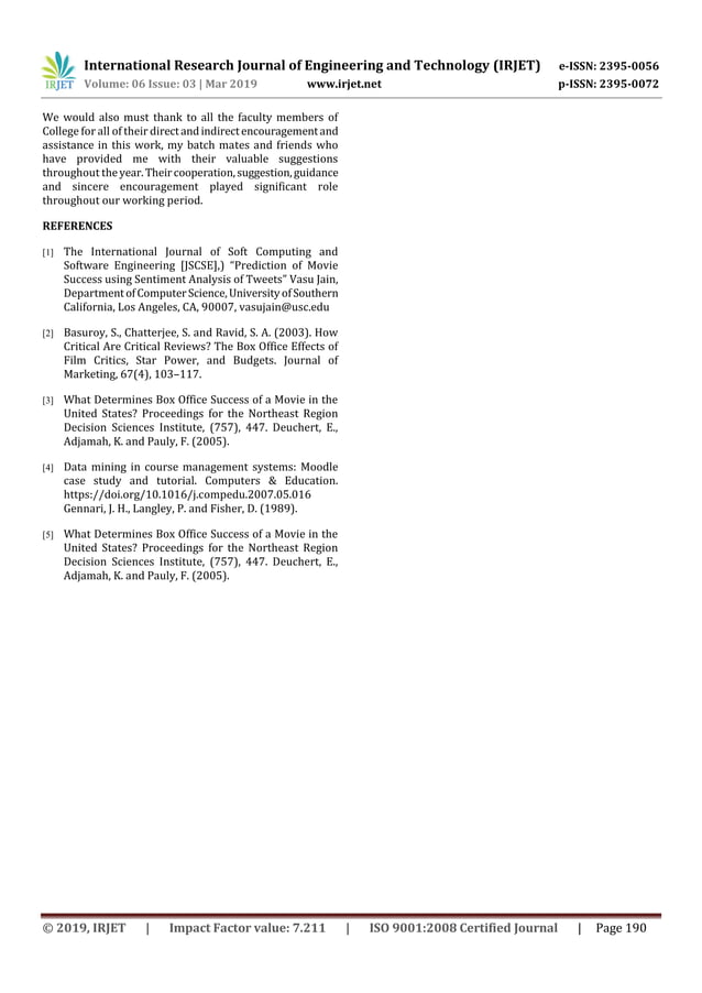 IRJET- Movie Success Prediction using Data Mining and Social Media | PDF | Internet | Computing